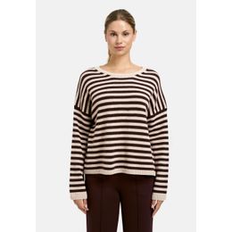 Smith & Soul SMITH & SOUL Damen Rundhalspulloverbordeaux print, Gr. S, gestreift, Material: 35% Polyamid, 30% Viskose, 30% Wolle, 5% Kaschmir, Pullover