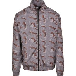 Anorak Urban Classics "Urban Classics Herren Camo Track Jacket", Damen, Gr. L, schwarzcamo, 100% Polyester, mehrfarbig, loose fit, amerikanischer Ausschnitt, Jacken