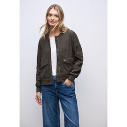 Cordjacke Street One, Damen, Gr. 34, schwarzest braun, Stoff, Obermaterial: 100% Polyester; Futter: 100% Polyester, unifarben, comfort fit normal, Rundhals, Rippb&uuml;ndchen, Jacken, mit Taschen-Detail