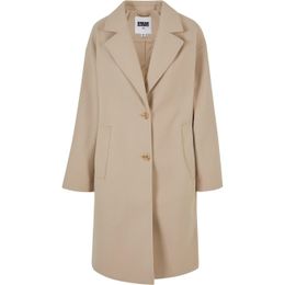 Winterjacke Urban Classics "Urban Classics Damen Ladies Oversized Long Coat", Damen, Gr. XXL, wetsand, 100% Polyester, unifarben, oversize, amerikanischer Ausschnitt, Jacken Winterjacke