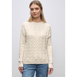 Strickpullover Street One, Damen, Gr. 44, soft beige, Stoff, 51% Viskose, 30% Polyester, 19% Nylon, unifarben, normal normal, Rundhals, Rippb&uuml;ndchen, Pullover Strickpullover, aus softem Materialmix
