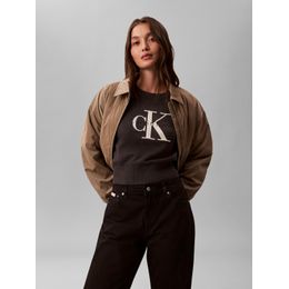 Kurzarmpullover Calvin Klein Jeans, Damen, Gr. XXL (46), charcoal heather, Strick, Obermaterial: 100% Baumwolle, unifarben, regular fit taillenbedeckt, Rundhals, eingesetzt Rippstrickb&uuml;ndchen, Pullover, Regular fit, mit Rundhalsausschnitt