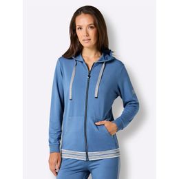 Langjacke CREATION L PREMIUM, Herren, Gr. 40/42, mittelblau, 60% Modal, 34% Viskose, 6% Polyester, unifarben, Jacken Langjacke