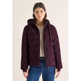 Steppjacke Cecil, Damen, Gr. L (42), schwarz plum, Stoff, Obermaterial: 100% Nylon; Futter: 100% Polyester; F&uuml;llung: 100% Polyester, unifarben, normal normal, ohne Ausschnitt, elastischer Bund, Jacken Steppjacke, mit Kapuze mit Tunnelzugband