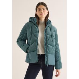 Steppjacke Cecil, Damen, Gr. M (40), ice hill gr&uuml;n, Web, Obermaterial oben: 100% Baumwolle; Obermaterial unten: 100% Polyester; Kapuze: 100% Polyester; Futter: 100% Polyester; F&uuml;llung: 100% Polyester, unifarben, normal normal, ohne Ausschnitt, elastischer Bund, Jacken Steppjacke, mit Kapuze mit Tunnelzugband