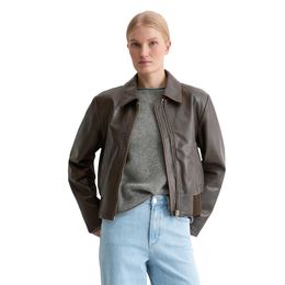 Marc O'Polo Lederjacke MARC O'POLO "regular fit aus softem Lammleder in Vintage-Optik", Damen, Gr. 36, schwarz chocolate, Obermaterial: 100% Lammleder, regular fit normal, Jacken, im Blousonstil
