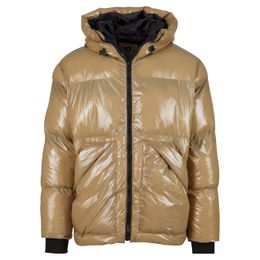 Winterjacke DEF "DEF Herren DEF Shiny Pufferjacket", Damen, Gr. L, beige, 100% Polyester, unifarben, normal, ohne Ausschnitt, Jacken Winterjacke