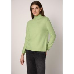 Strickpullover STREET ONE STUDIO, Damen, Gr. 34, flare gr&uuml;n meliert, Web, 37% Polyacryl, 29% Baumwolle, 29% Polyester, 5% Nylon, unifarben, normal normal, hoch geschlossener Ausschnitt, Rippb&uuml;ndchen, Pullover Strickpullover, aus Feinstrick