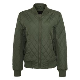 Allwetterjacke Urban Classics "Urban Classics Damen Ladies Diamond Quilt Nylon Jacket", Damen, Gr. M, olive, 100% Polyester, unifarben, normal, amerikanischer Ausschnitt, Jacken