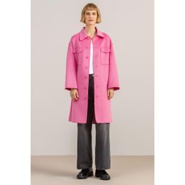 Langjacke SENSES.THE LABEL, Damen, Gr. XS/S, rosa (vivid pink), Web, Material: 70% Polyester, 30% Wolle, unifarben, oversize lang, eingesetzt gerader Abschluss, Jacken Langjacke, mit langem Gehschlitz