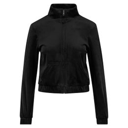 Urban Classics Damen Allwetterjacke "Urban Classics Ladies Short Velvet Track Jacket"schwarz, Gr. XS, unifarben, 93% Polyester, 7% Elasthan, Jacken