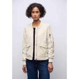 Cordjacke Street One, Damen, Gr. 38, soft beige, Stoff, Obermaterial: 100% Polyester; Futter: 100% Polyester, unifarben, comfort fit normal, Rundhals, Rippb&uuml;ndchen, Jacken, mit Taschen-Detail