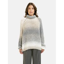 Smith & Soul Rollkragenpullover SMITH & SOUL, Damen, Gr. M, grau print, Grobstrick, Material: 75% Polyacryl, 15% Wolle, 10% Alpaka, colorblocking, regular fit normal, Rundhals, Raglan&auml;rmel Rippb&uuml;ndchen, Pullover Rollkragenpullover, aus Grobstrick