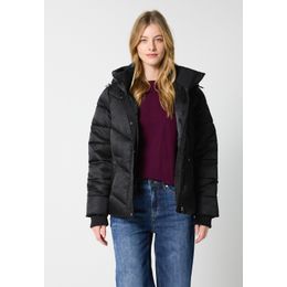 Steppjacke STREET ONE STUDIO, Damen, Gr. 44, schwarz, Stoff, Obermaterial: 100% Polyamid; Futter: 100% Polyester; F&uuml;llung: 100% Polyester, unifarben, comfort fit normal, ohne Ausschnitt, B&uuml;ndchen, Jacken Steppjacke, mit Kapuze