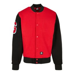 Collegejacke STARTER Black Label "Starter Black Label Herren Starter 71 College Jacket", Damen, Gr. L, cityrot, schwarz, 80% Baumwolle, 15% Polyester, 5% Elasthan, mehrfarbig, oversize, Rundhals, Jacken Collegejacke