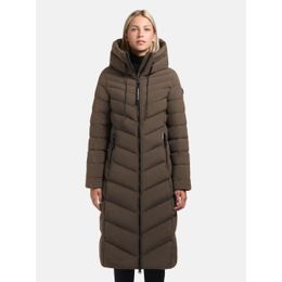 Steppjacke Khujo "Stoane2", Damen, Gr. S (36), khaki, Material: 100% Nylon, normal knielang, hoch geschlossener Ausschnitt, elastischer Bund, Jacken Steppjacke, Winterjacke mit Kapuze