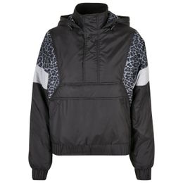 Allwetterjacke Urban Classics "Urban Classics Damen Ladies AOP Mixed Pull Over Jacket", Damen, Gr. S, schwarz, snowleo, lightasphalt, 100% Polyamid, animal-print, normal, ohne Ausschnitt, Jacken