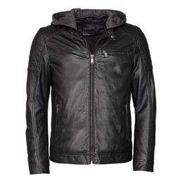 Lederjacke Mustang "31024850", Herren, Gr. L, schwarz, Oberstoff: 100% Lammnappaleder; Futter: 100% Baumwolle; &Auml;rmelfutter: 100% Polyester; Taschenfutter: 100% Baumwolle; Wattierung: 100% Polyester; Kapuze: 55% Baumwolle, 45% Polyester, Jacken