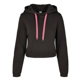 Rundhalspullover Urban Classics "Urban Classics Damen Ladies Contrast Drawstring Hoody", Damen, Gr. S, schwarz, 65% Baumwolle, 35% Polyester, unifarben, normal, ohne Ausschnitt, Pullover Rundhalspullover