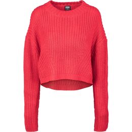 Rundhalspullover Urban Classics "Urban Classics Damen Ladies Wide Oversize Sweater", Damen, Gr. M, firerot,, 100% Polyacryl, unifarben, oversize, Rundhals, Pullover Rundhalspullover