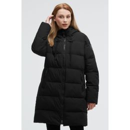 Parka SOCCX, Damen, Gr. XS, schwarz, schwarz, Material: 100% Polyester, Futter: 100% Polyester, F&uuml;llung: 100% Polyester, bestickt, regular fit lang, eingesetzt gerader Abschluss, Jacken Parka, mit Zwei-Wege-Rei&szlig;verschluss