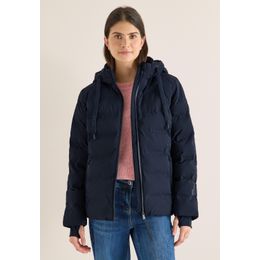 Steppjacke Cecil, Damen, Gr. XL (44), schwarz navy blau, Stoff, Obermaterial: 100% Nylon; Futter: 100% Polyester; F&uuml;llung: 100% Polyester, unifarben, normal normal, ohne Ausschnitt, elastischer Bund, Jacken Steppjacke, mit Kapuze mit Tunnelzugband