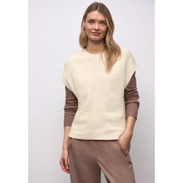 Pullunder Street One, Damen, Gr. 42, soft beige, Web, 69% Polyester, 31% Baumwolle, unifarben, normal normal, Rundhals, abgesteppt, Pullover Pullunder, mit Rundhalsausschnitt