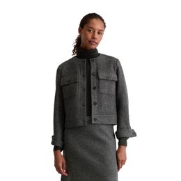 Marc O'Polo Kurzjacke MARC O'POLO "aus Boiled Wool", Damen, Gr. 44, rocky grau melange, Obermaterial: 60% Viskose, 40% Schurwolle, unifarben, slim fit, Manschette, Jacken Kurzjacke