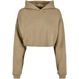 Rundhalspullover Urban Classics "Urban Classics Damen Ladies Oversized Cropped Hoody", Damen, Gr. 5XL, khaki, 65% Baumwolle, 35% Polyester, unifarben, oversize, ohne Ausschnitt, Pullover Rundhalspullover