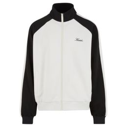 Trainingsjacke Karl Kani "Karl Kani Kani Sidestripe Trackjacket", Damen, Gr. L, sanftes wei&szlig;, schwarz, 55% Polyester, 39% Baumwolle, 6% Elasthan, mehrfarbig, normal, amerikanischer Ausschnitt, Jacken Trainingsjacke