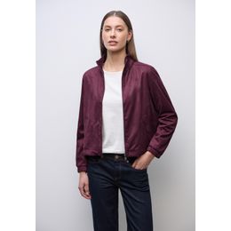 Kurzjacke Street One, Damen, Gr. 44, noble rot, Stoff, 88% Polyester, 12% Elasthan, unifarben, normal normal, hoch geschlossener Ausschnitt, elastischer Bund, Jacken Kurzjacke, mit Stehkragen