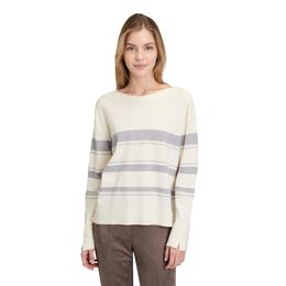 Strickpullover Betty Barclay "Damen mit Lurexfaden", Damen, Gr. 36, patch cream, grau, Strick, Obermaterial: 50% Viskose, 27% Polyamid, 23% Polyester, gerade normal, U-Boot-Ausschnitt, Pullover Strickpullover