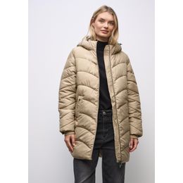 Steppjacke Street One, Damen, Gr. 38, smooth champagne, Stoff, Obermaterial: 100% Polyester. Futter: 100% Polyester. F&uuml;llung: 100% Polyester, unifarben, normal h&uuml;ftbedeckend, ohne Ausschnitt, elastischer Bund, Jacken Steppjacke, mit Kapuze mit Tunnelzugband