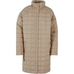 Winterjacke Urban Classics "Urban Classics Damen Ladies Quilted Coat", Damen, Gr. M, wetsand, 100% Polyester, unifarben, normal, amerikanischer Ausschnitt, Jacken Winterjacke