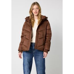Steppjacke STREET ONE STUDIO, Damen, Gr. 36, full braun, Stoff, Obermaterial: 100% Polyamid; Futter: 100% Polyester; F&uuml;llung: 100% Polyester, unifarben, comfort fit normal, ohne Ausschnitt, B&uuml;ndchen, Jacken Steppjacke, mit Kapuze