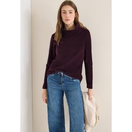 Rundhalspullover Cecil, Damen, Gr. L (42), eggplant rot, Cord, Obermaterial: 78% Baumwolle, 18% Polyester, 4% Elasthan, unifarben, l&auml;ssig geschnitten h&uuml;ftbedeckend, Rundhals, Pullover Rundhalspullover, Cord Shirt mit gro&szlig;em Kragen