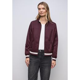 Blouson Street One, Damen, Gr. 34, jazz berry, Stoff, Obermaterial: 74% Viskose, 26% Polyester; Futter: 100% Polyester, unifarben, normal normal, Rundhals, elastischer Bund, Jacken Blouson, aus satinierter Viskose
