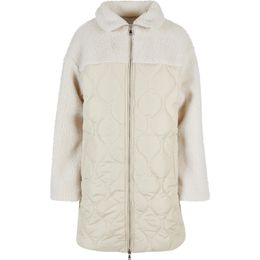 Winterjacke Urban Classics "Urban Classics Damen Ladies Oversized Sherpa Quilted Coat", Damen, Gr. 3XL, softseagrass, sandwei&szlig;, 100% Polyester, unifarben, oversize, amerikanischer Ausschnitt, Jacken Winterjacke