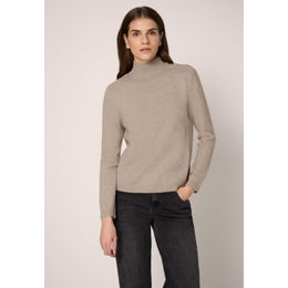 Strickpullover STREET ONE STUDIO, Damen, Gr. 36, buffed beige meliert, Web, 37% Polyacryl, 29% Baumwolle, 29% Polyester, 5% Nylon, unifarben, normal normal, hoch geschlossener Ausschnitt, Rippb&uuml;ndchen, Pullover Strickpullover, aus Feinstrick