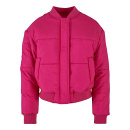 Winterjacke Urban Classics "Urban Classics Damen Ladies Puffer Blouson", Damen, Gr. M, hibiskuspink, 100% Polyester, unifarben, normal, V-Ausschnitt, Jacken Winterjacke
