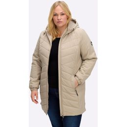 Steppjacke sheego, Herren, Gr. 52, beige, 94% Polyester, 6% Elasthan, Wattierung:100% Polyester, unifarben, Jacken Steppjacke