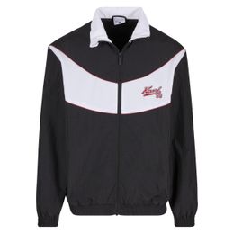 Trainingsjacke Karl Kani "Karl Kani Kani Varsity Trackjacket", Damen, Gr. L, schwarz, wei&szlig;, schwarzrot, 100% Polyamid, mehrfarbig, relaxed fit, amerikanischer Ausschnitt, Jacken Trainingsjacke