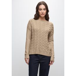 Strickpullover Street One, Damen, Gr. 36, sanded beige, Stoff, 51% Viskose, 30% Polyester, 19% Nylon, unifarben, normal normal, Rundhals, Rippb&uuml;ndchen, Pullover Strickpullover, aus softem Materialmix