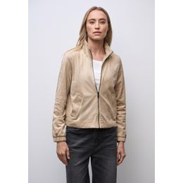 Kurzjacke Street One, Damen, Gr. 34, sanded beige, Stoff, 88% Polyester, 12% Elasthan, unifarben, normal normal, hoch geschlossener Ausschnitt, elastischer Bund, Jacken Kurzjacke, mit Stehkragen