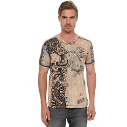 T-Shirt Rusty Neal "Rusty Neal T-Shirt", Damen, Gr. L, gr&uuml;n (olivgr&uuml;n), 100% Baumwolle, bedruckt, normal, Rundhals, Shirts T-Shirt, mit coolem Allover-Print