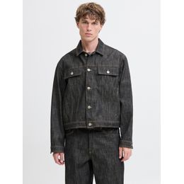 Jack & Jones Jeansjacke JACK & JONES "JJICAM JJJACKET JOS 363", Herren, Gr. L, schwarz (schwarz denim), Web, Obermaterial: 100% Baumwolle, meliert, regular fit, Jacken Jeansjacke