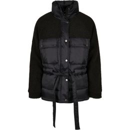 Winterjacke Urban Classics "Urban Classics Damen Ladies Sherpa Mix Puffer Jacket", Damen, Gr. XL, schwarz, 100% Polyester, unifarben, normal, amerikanischer Ausschnitt, Jacken Winterjacke