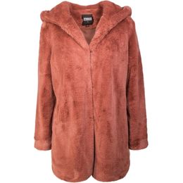 Parka Urban Classics "Urban Classics Damen Ladies Hooded Teddy Coat", Damen, Gr. 4XL, schwarzrose, 100% Polyester, unifarben, oversize, Rundhals, Jacken Parka