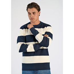 Strickpullover LINDBERGH "LINDBERGH Strickpullover", Herren, Gr. L, navy, Obermaterial: 80% Baumwolle, 20% Polyester, Rundhals, Pullover Strickpullover