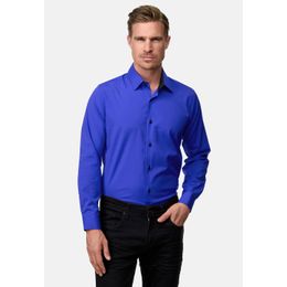 Langarmhemd Rusty Neal, Herren, Gr. 4XL, EURO-Gr&ouml;&szlig;en, blau (blau, schwarz), 60% Baumwolle, 37% Polyester, 3% Elasthan, unifarben, Hemden, mit trendigem Farbkontrast